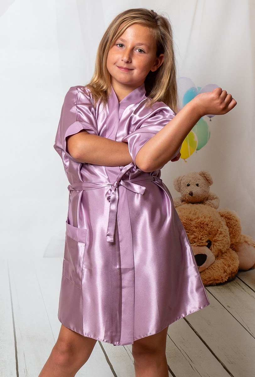 Dressing Gowns : 3107 Dusty Rose Children Satin Robe