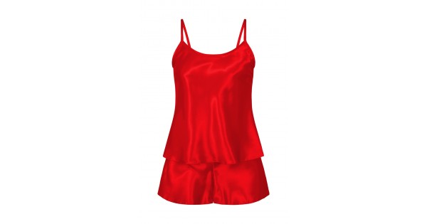 082 Plus Size Satin Cami Set S-6XL 8-24 Red