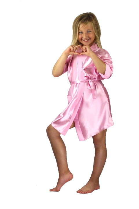 3107 Baby Pink Children Satin Robe